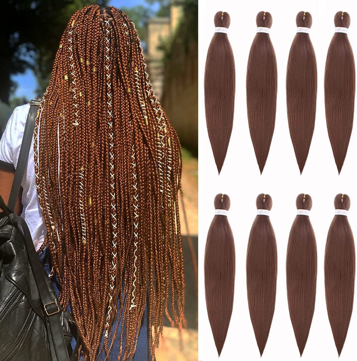 Buy Leeven 26 Inch EZ Braids 8 Packs Pre Stretched Braiding Hair ...