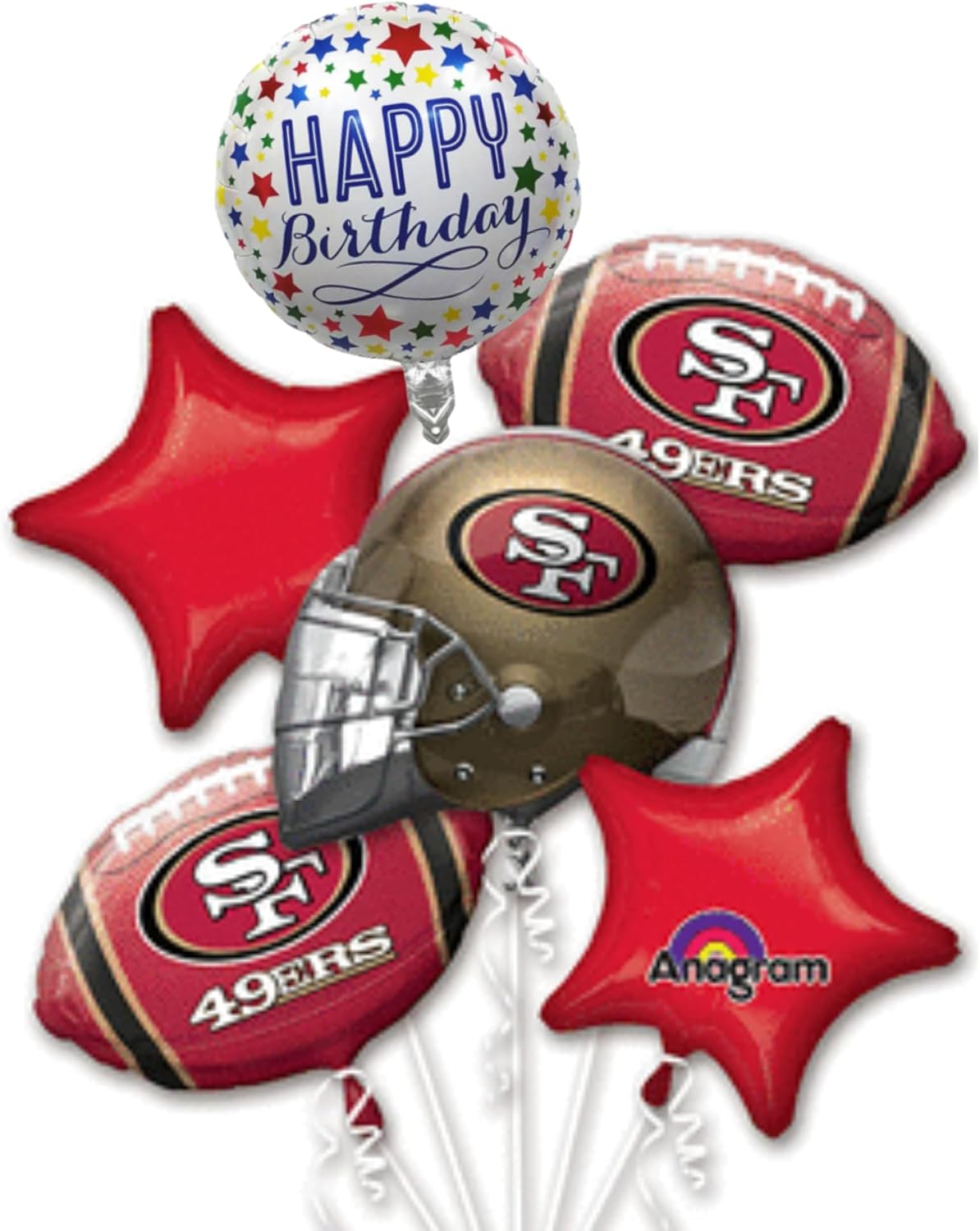 Amazon.com: Anagram 49ERS Football Bouquet with 1 Happy Birthday ...