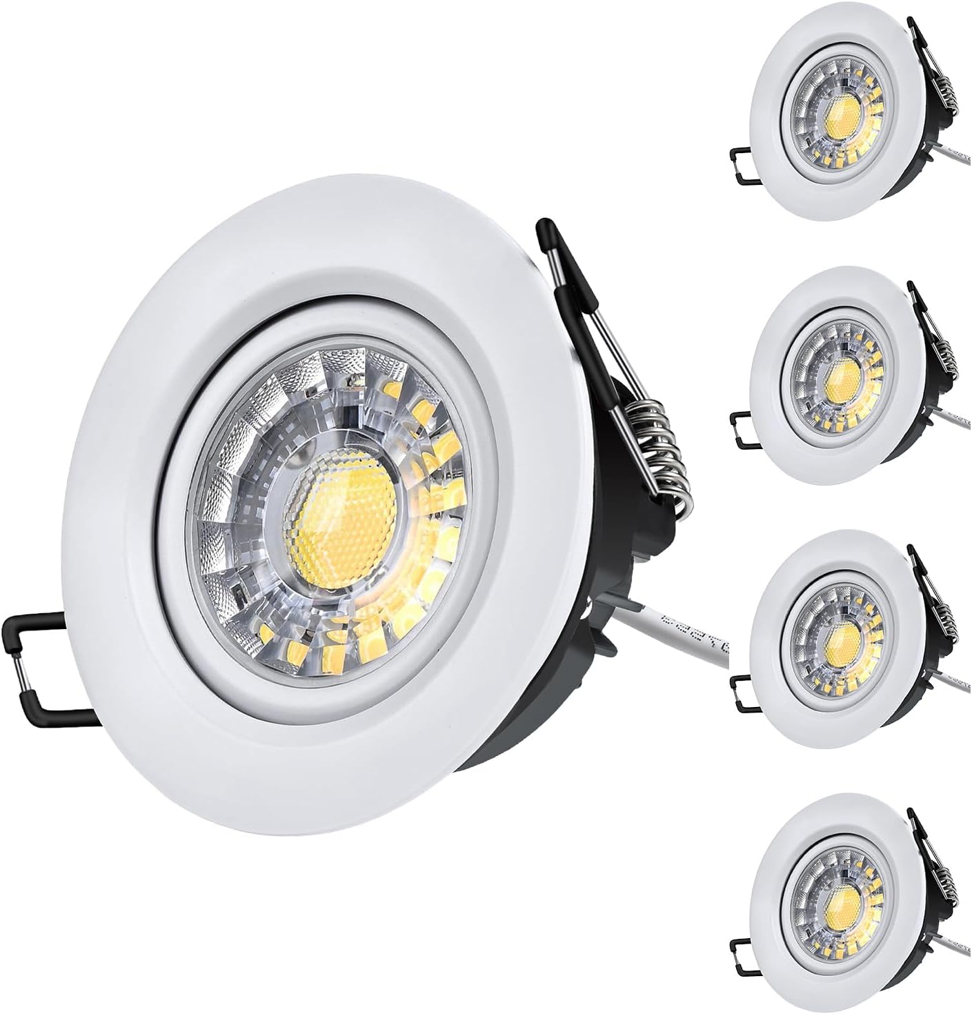ZYC 3 inch Gimbal LED Recessed Lights - 4 Pack White Trim Recessed Ceiling Lights, LED Gimbal ...