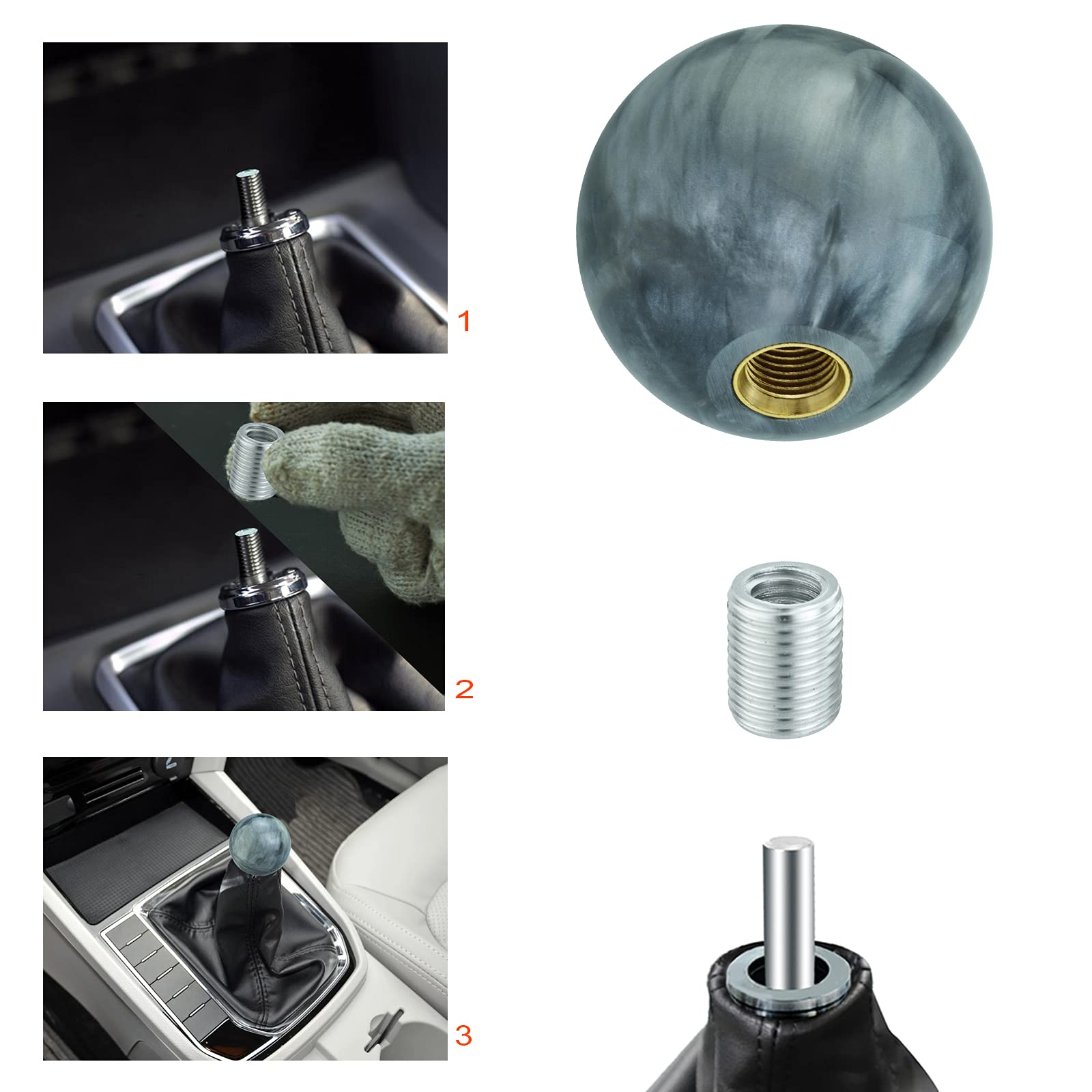 Snapklik.com : Lunsom Round Shift Knob, Ball Shape Gear Shifter Lever ...
