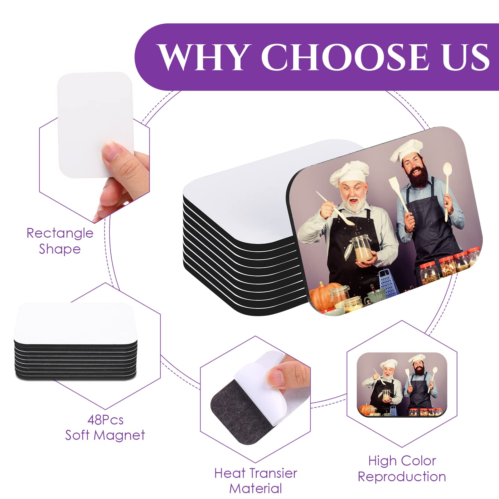 Xuhal 96 Pcs Thick Sublimation Magnet Blanks Sublimation Blank ...