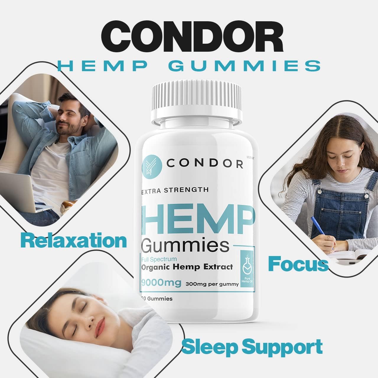 Paquete de 5 gomitas de cáñamo Cóndor Hemp Gummys Fórmula avanzada 2022 ...