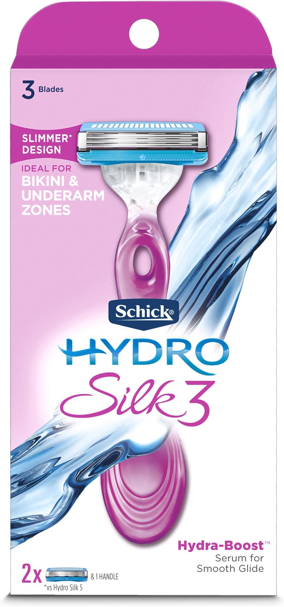 Amazon.com: Schick Hydro Silk 3 Razors for Women with 2 Razor Blades ...