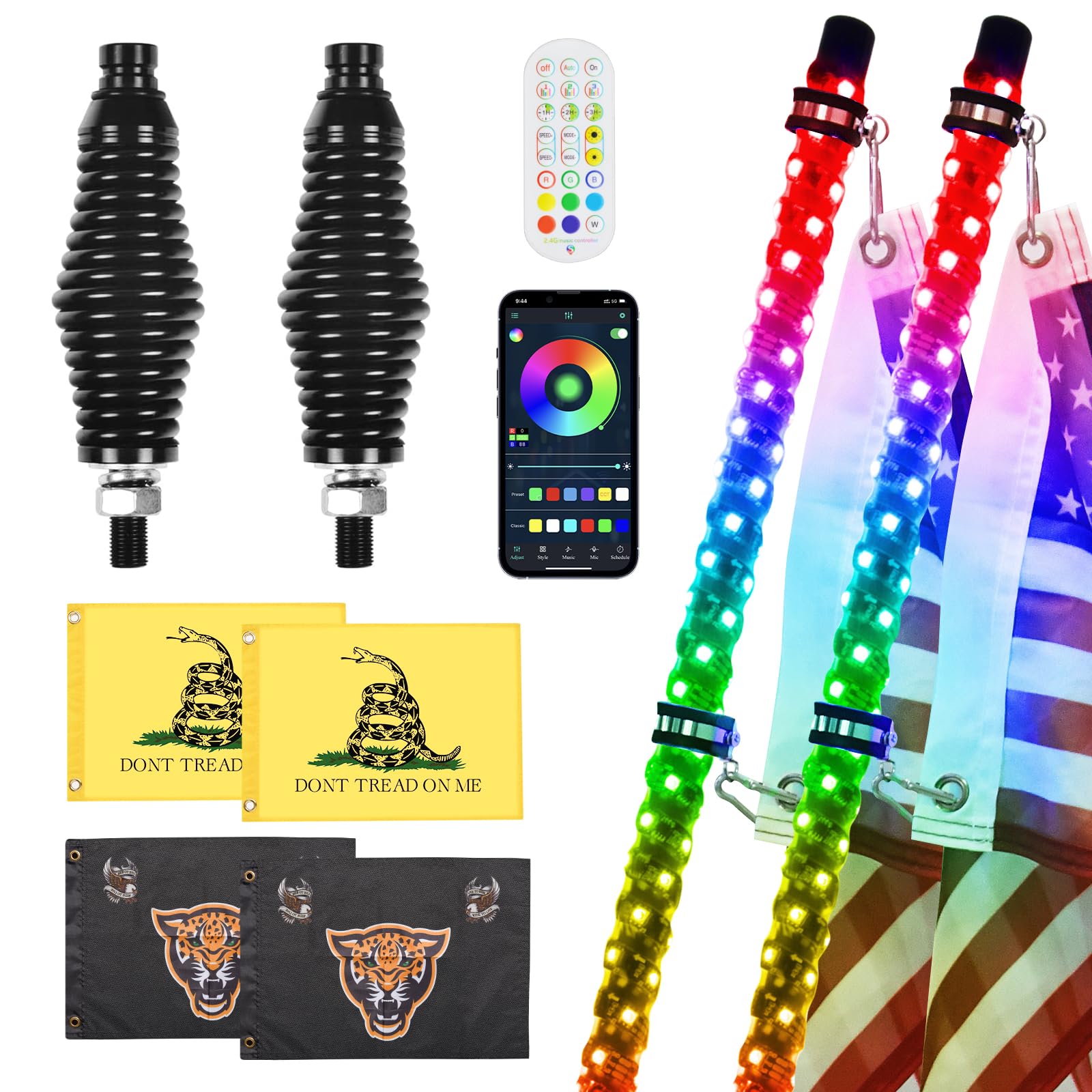 Buy Ehaho 2 Pack 4FT Whip Lights with Spring Base, LED Whip Light with ...