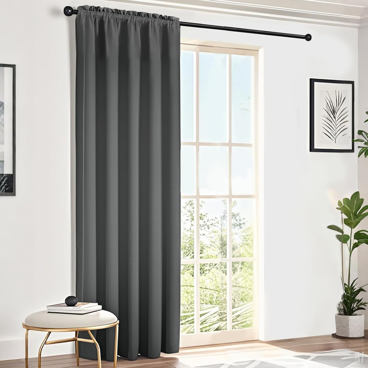 NAKIHOUSE Grey Blackout Curtains, Thermal Curtains 84 Inch Drop Slot ...