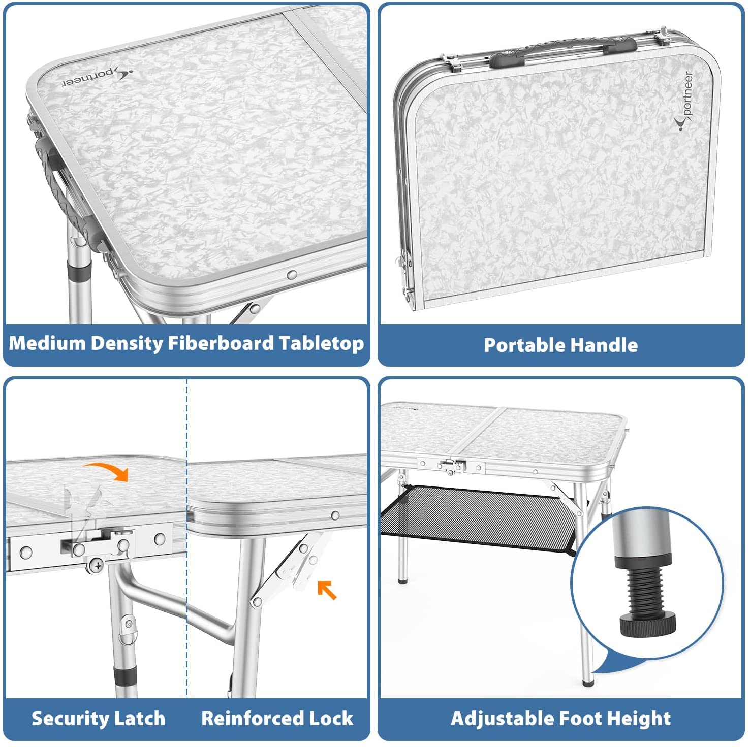 Snapklik.com : Sportneer Folding Camping Table, Adjustable Height Small ...