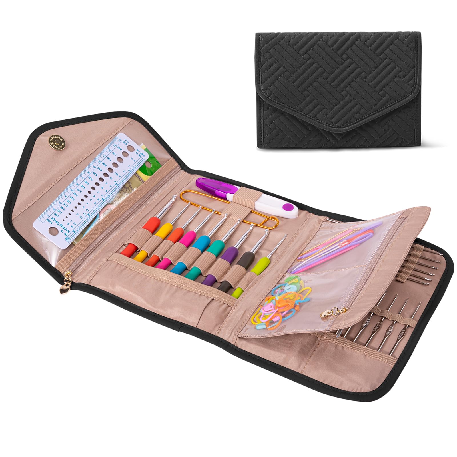 Amazon.com: MYBAGZING Crochet Hook Case Empty - Foldable Crochet Hook ...