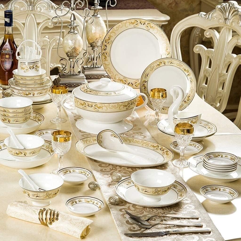 Amazon.com | Ceramics Dinnerware Set with 48-Piece,Bowl/Dish/Spoon|Bone ...