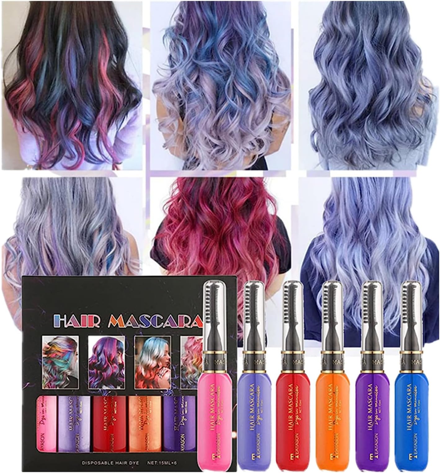 Amazon.com: Hair Chalk Comb,6 Colors Temporary Hair Dye Disposable Hair ...