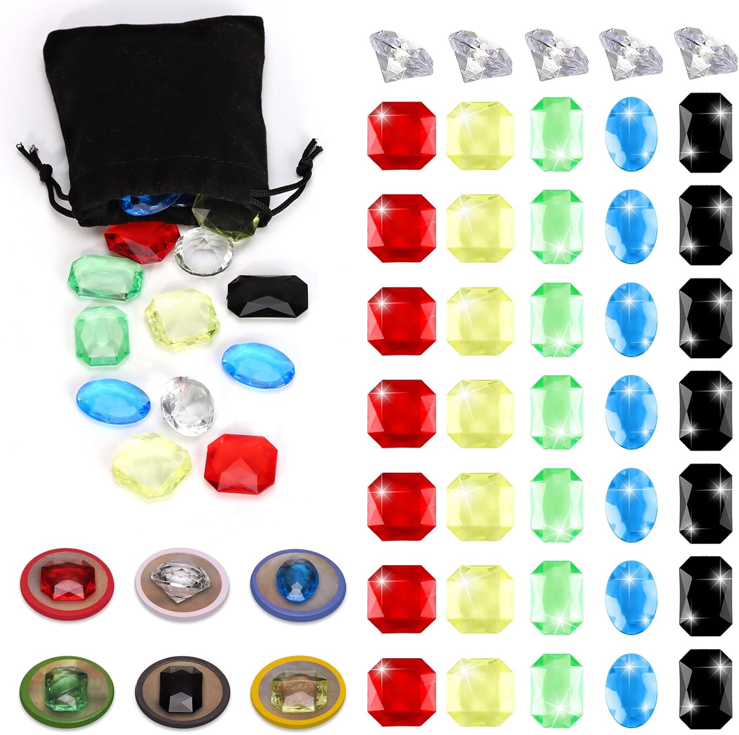 Amazon.com: MSHUNKEJI 40 Pcs Board Game Gems 6 Styles Board Game ...