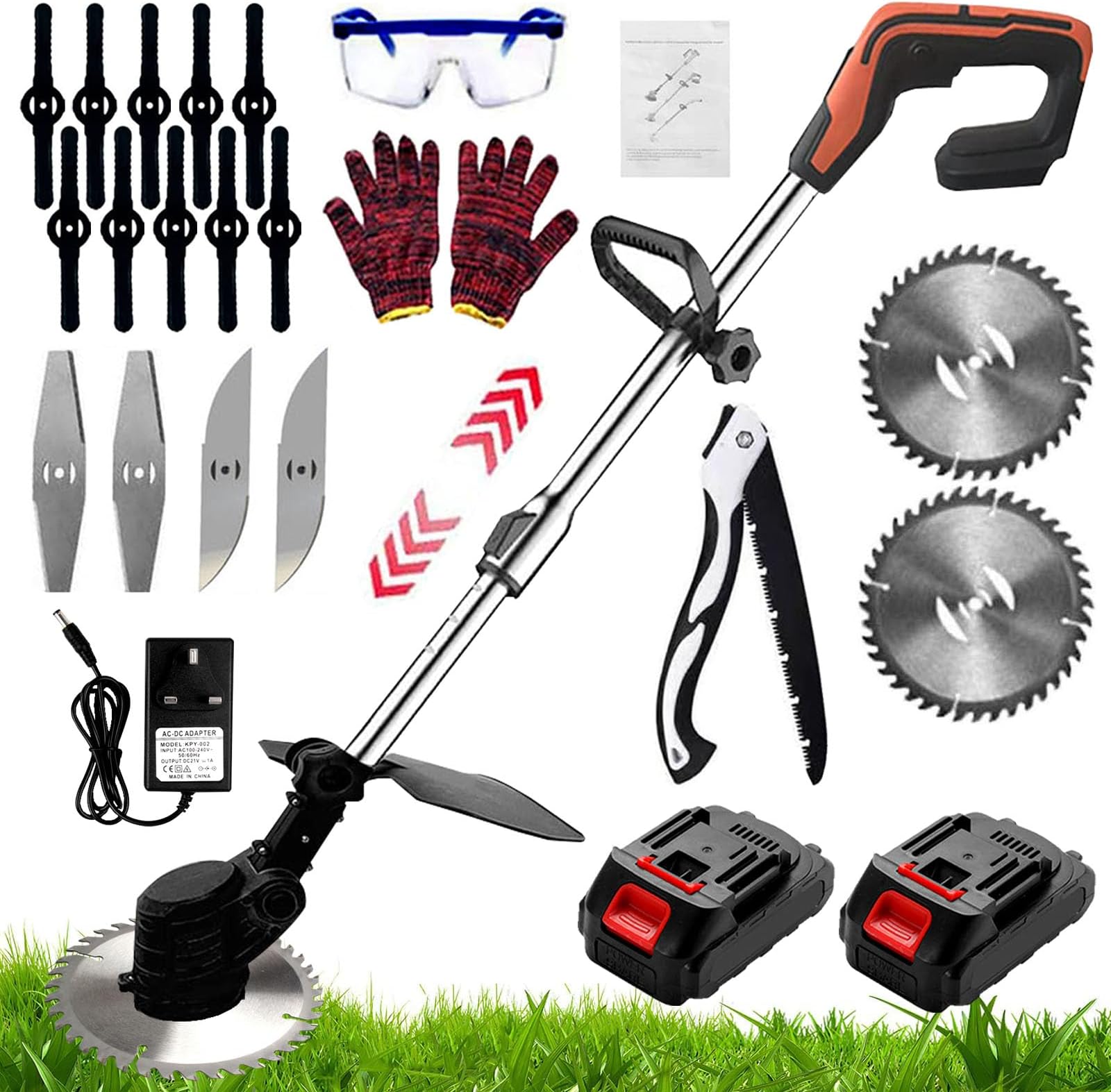 Garden Strimmer Cordless Battery Grass Strimmer Electric Strimmer with ...