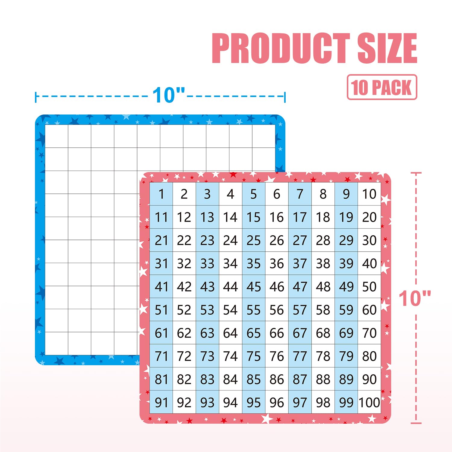 Snapklik.com : 10 Pack Dry Erase Math Hundred Board Card Laminated ...