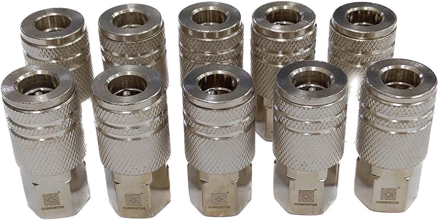 COSMOSTAR 1/4" NPT Steel Air Coupler Set - 10-Pack, Industrial Quick ...