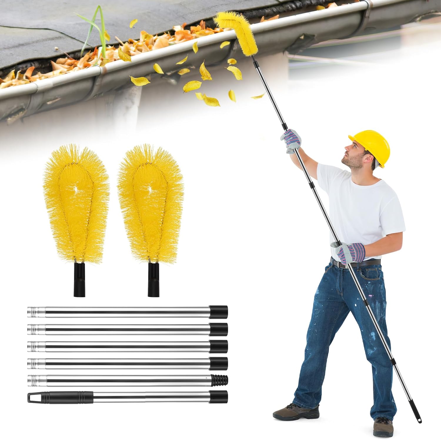 Gutter Cleaning Brush Tools, Telescopic Gutter Cleaner, 250CM ...