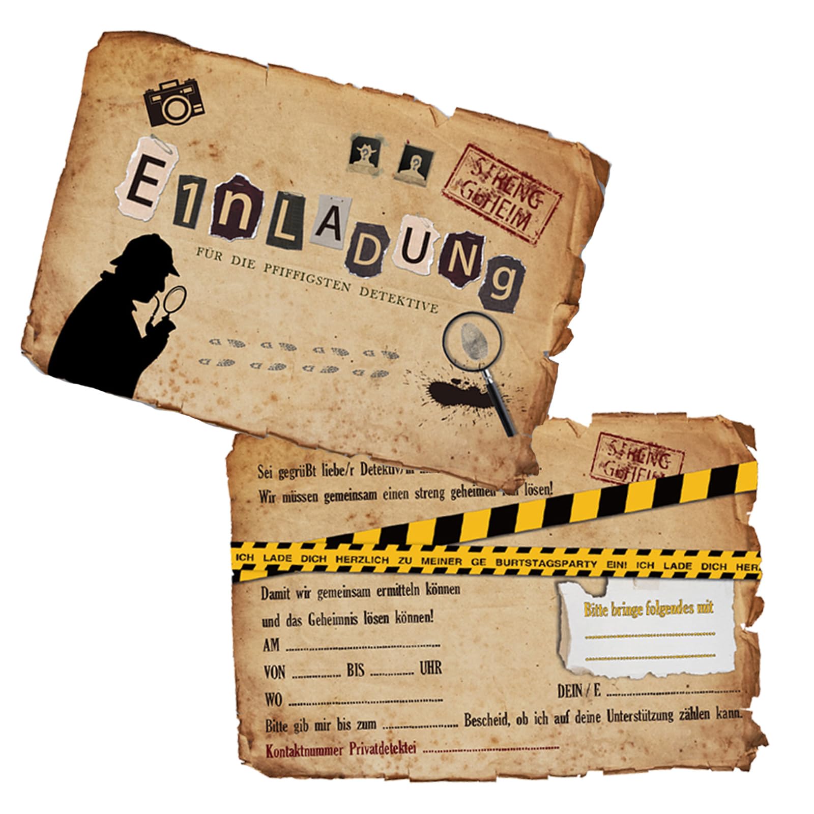 Printable Detective Invites Murder Mystery Dinner Party Birthday