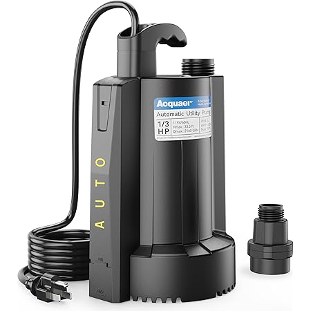 Amazon.com: Simer 2300 Submersible Utility Pump, 1320 Max GPH, 1/4 Hp ...