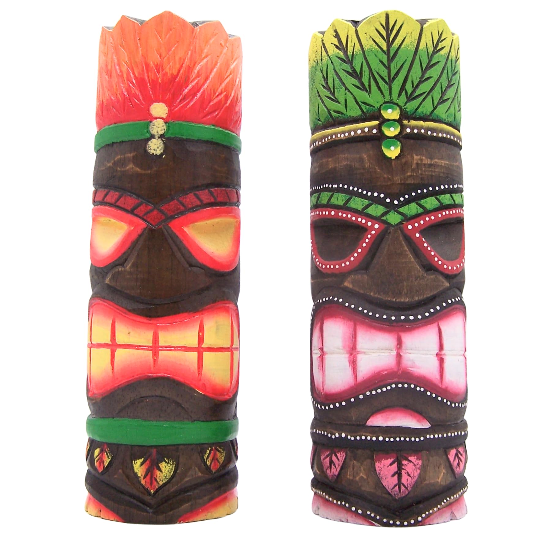 Amazon.com: Painted Tiki Wooden Statues, Freestanding, Beach Décor, Set ...