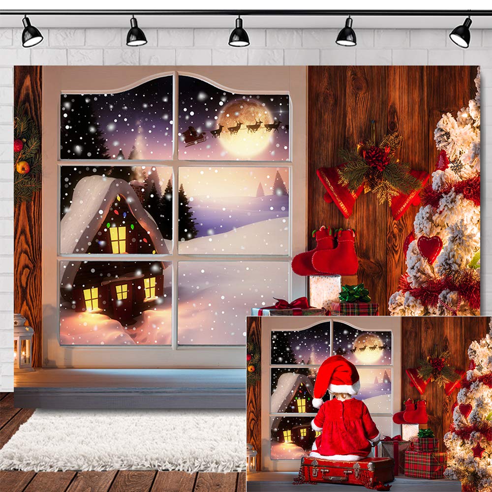 Buy Allenjoy 7x5ft Window Christmas Backdrop Snowflake Backdrop ...