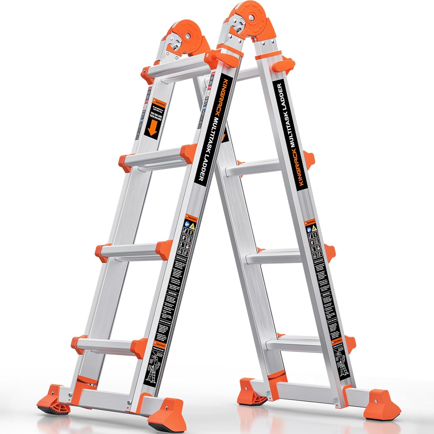 KINGRACK Ladder, A Frame 4 Step Extension Ladder, 11.4 Ft Anti-Slip ...