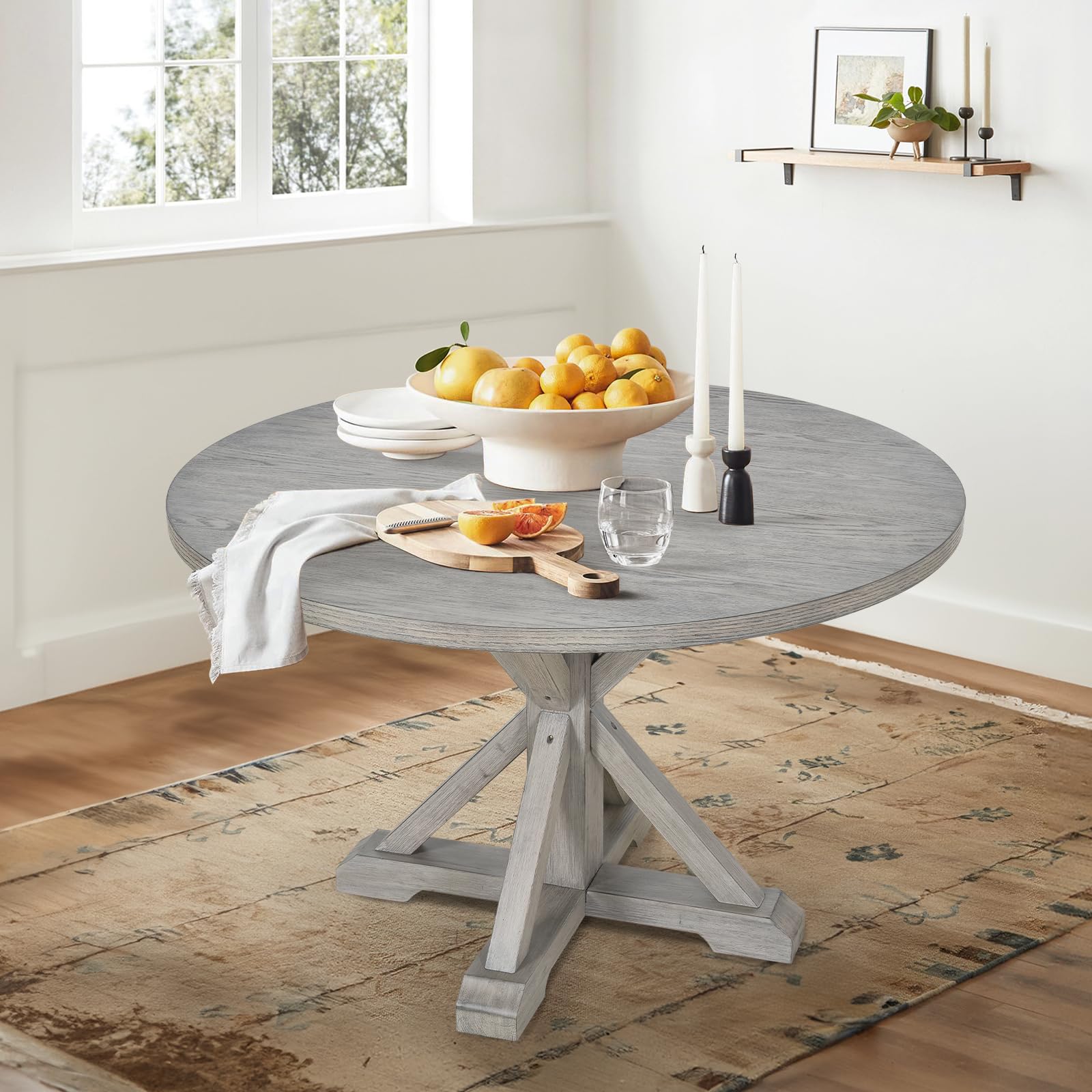 Amazon.com - COLAMY Round Wood Dining Table for 4, 48 Inch Kitchen ...