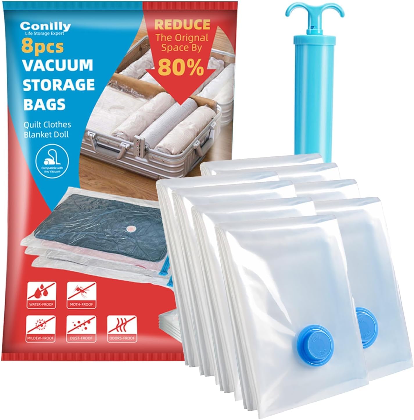 Lot De 8 Sacs De Rangement Sous Vide (Grands, 80x 60cm), Sacs De ...
