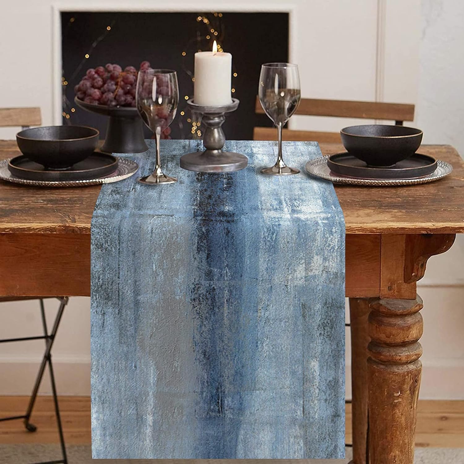 Amazon.com: Emvency Farmhouse Style Table Runner, Abstract Art Painting ...