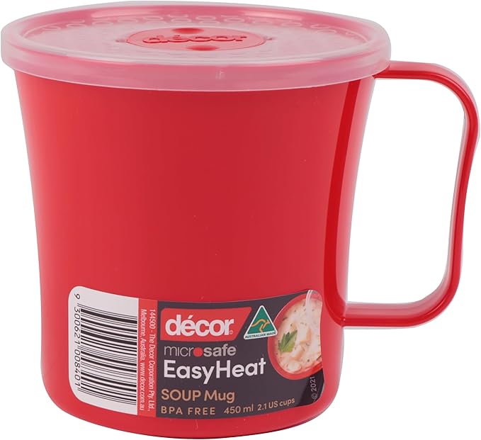 Décor Microsafe Soup Mug, BPA-Free red Plastic Soup Container with ...