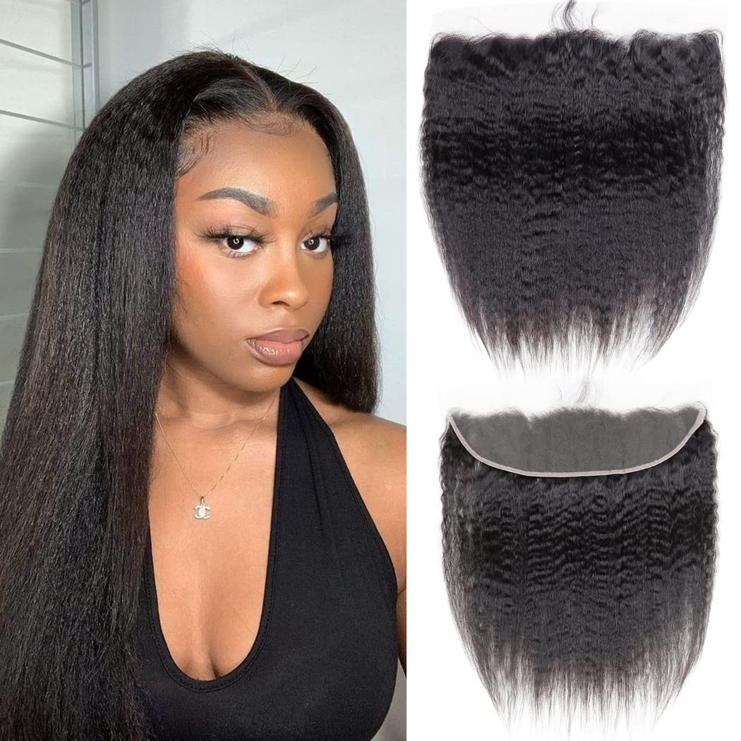 Amazon.com : Odir 13x4 Lace Closure Frontal 180% Density Kinky Straight ...