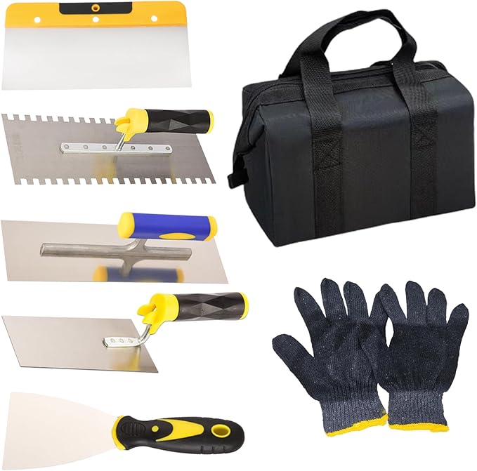 7 Pcs/set Masonry Hand Tool Set,Stainless Steel with Soft Grip Handle, Masonry Trowel Set ...
