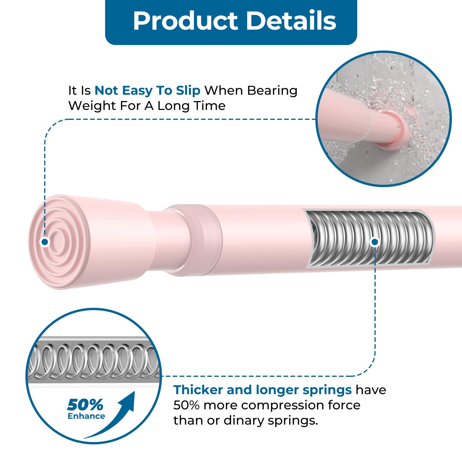 Snapklik.com : AIZESI Spring Tension Rods Adjustable Tension Curtain ...