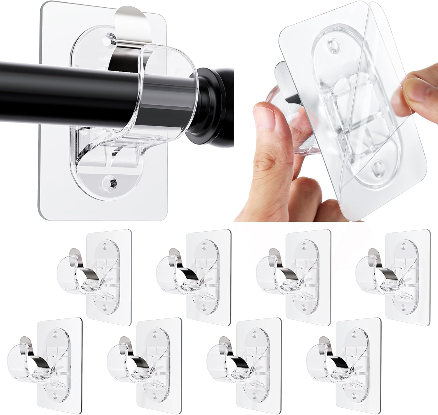 Amazon.com: Goabroa No Drill Curtain Rod Brackets, 8-Pack Heavy Duty ...