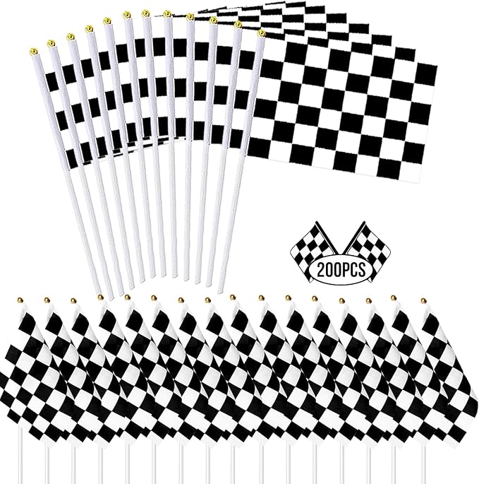 Amazon.com : 50 Pcs Small Checkered Flags Black and White Racing Flag ...