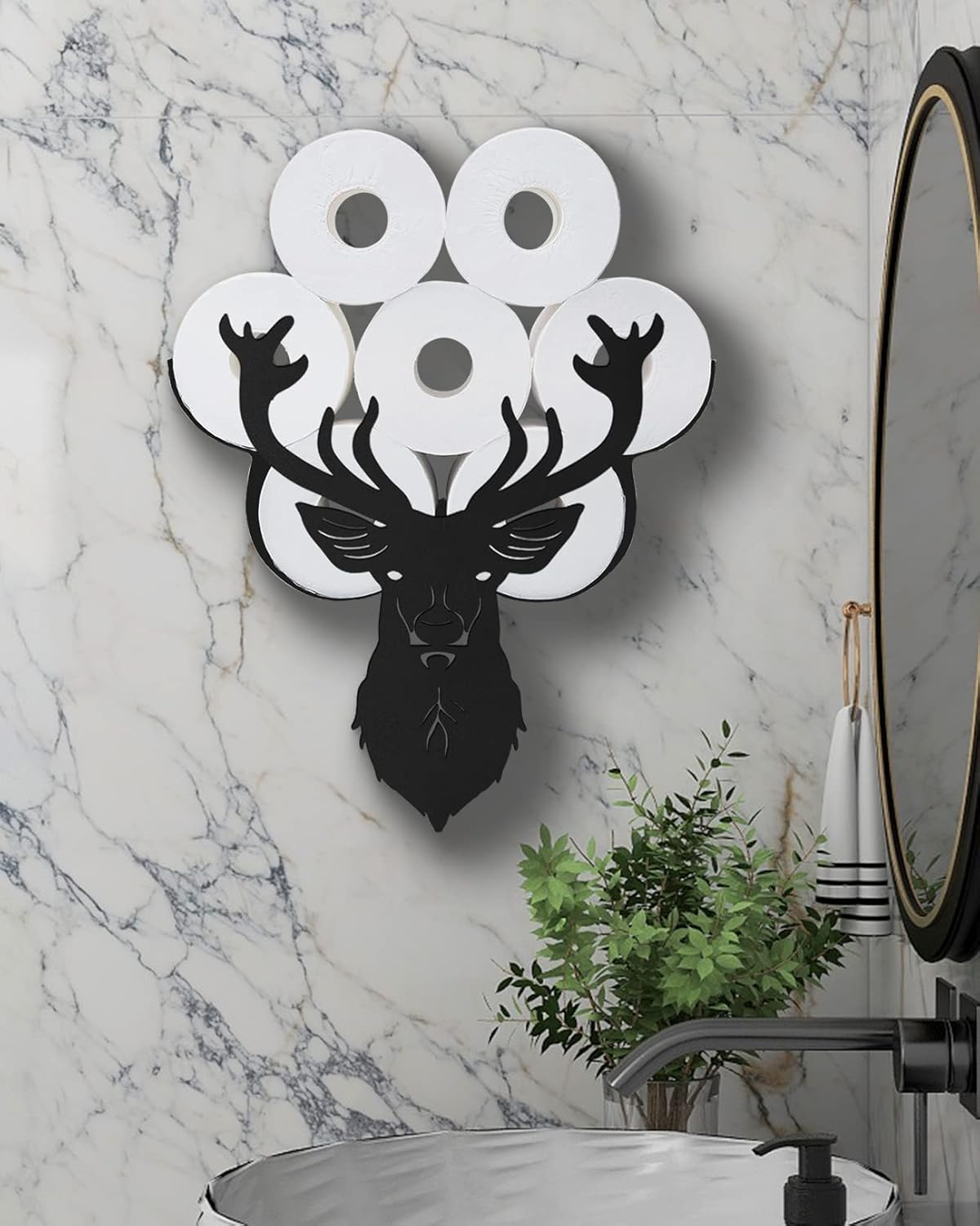 Amazon.com: Deer Head Toilet Paper Holder Shelves, Wall Mount Antlers ...