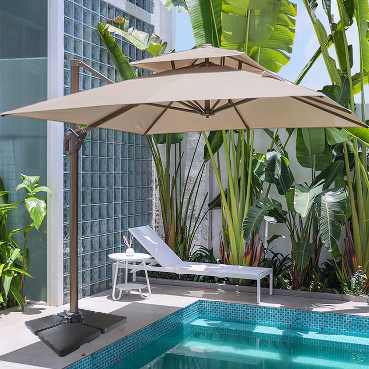 T&Jero 4 Piece Heavy Duty Plastic Base Stand Weight for Patio Outdoor ...