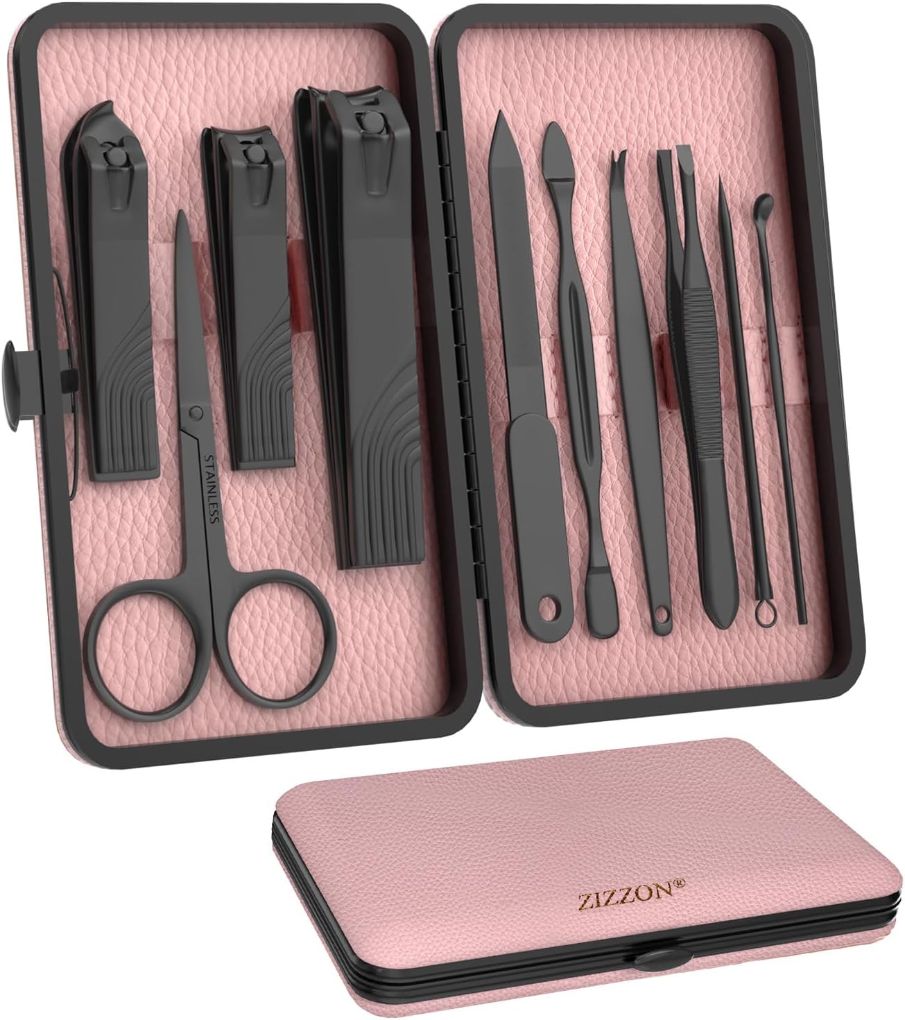 ZIZZON Travel Mini Manicure Set Nail Clipper Set 10 in 1 Stainless ...