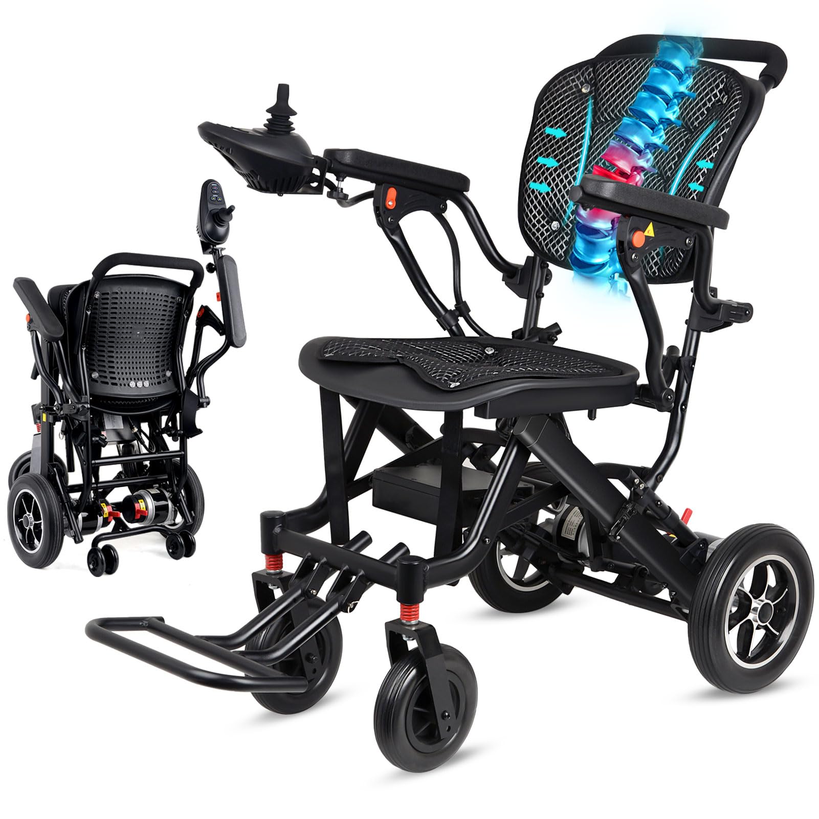40lbs Lightweight Foldable Electric Wheelchair for Adults Airplane ...