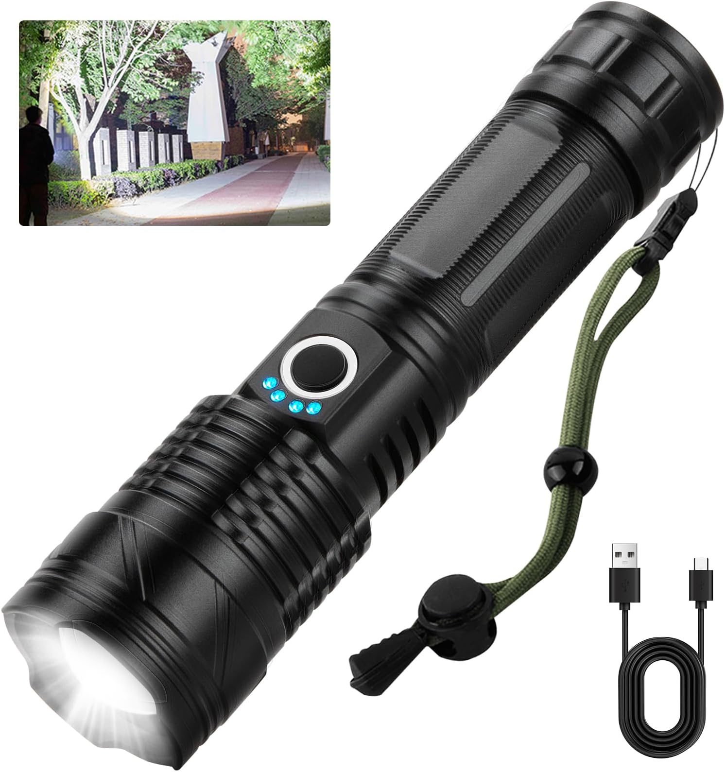 BERCOL Flashlights High Lumens Rechargeable Flash Light, 990,000 Lumens ...