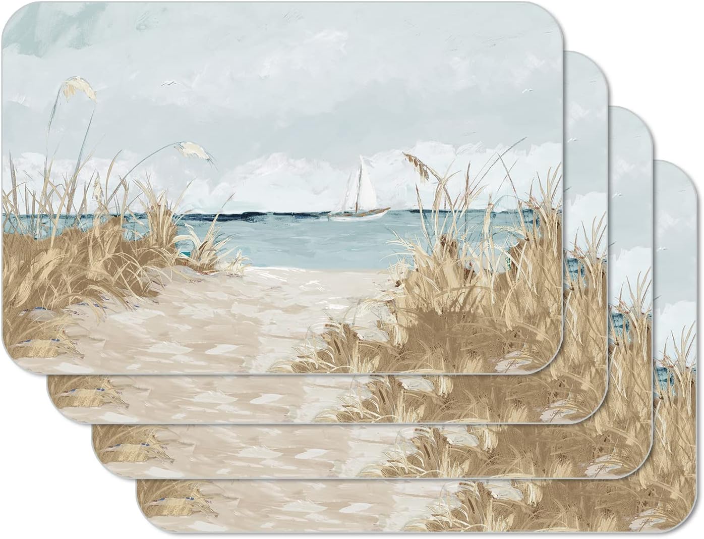 Amazon.com: Counterart Lake Boat 4 Pack Reversible Easy Care Flexible ...