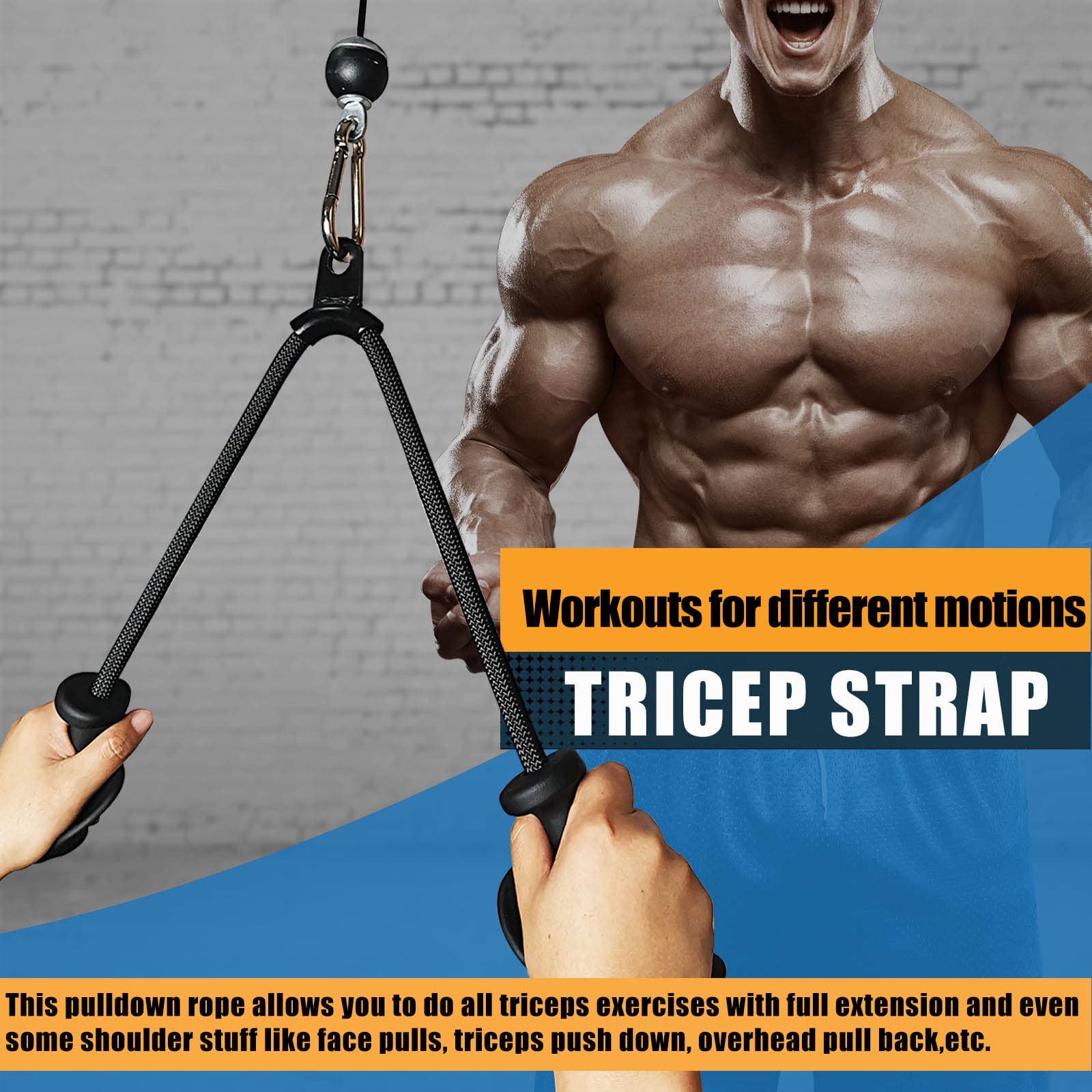 Snapklik.com : Ergonomic Tricep Rope Pull Down Attachment, Upgraded ...