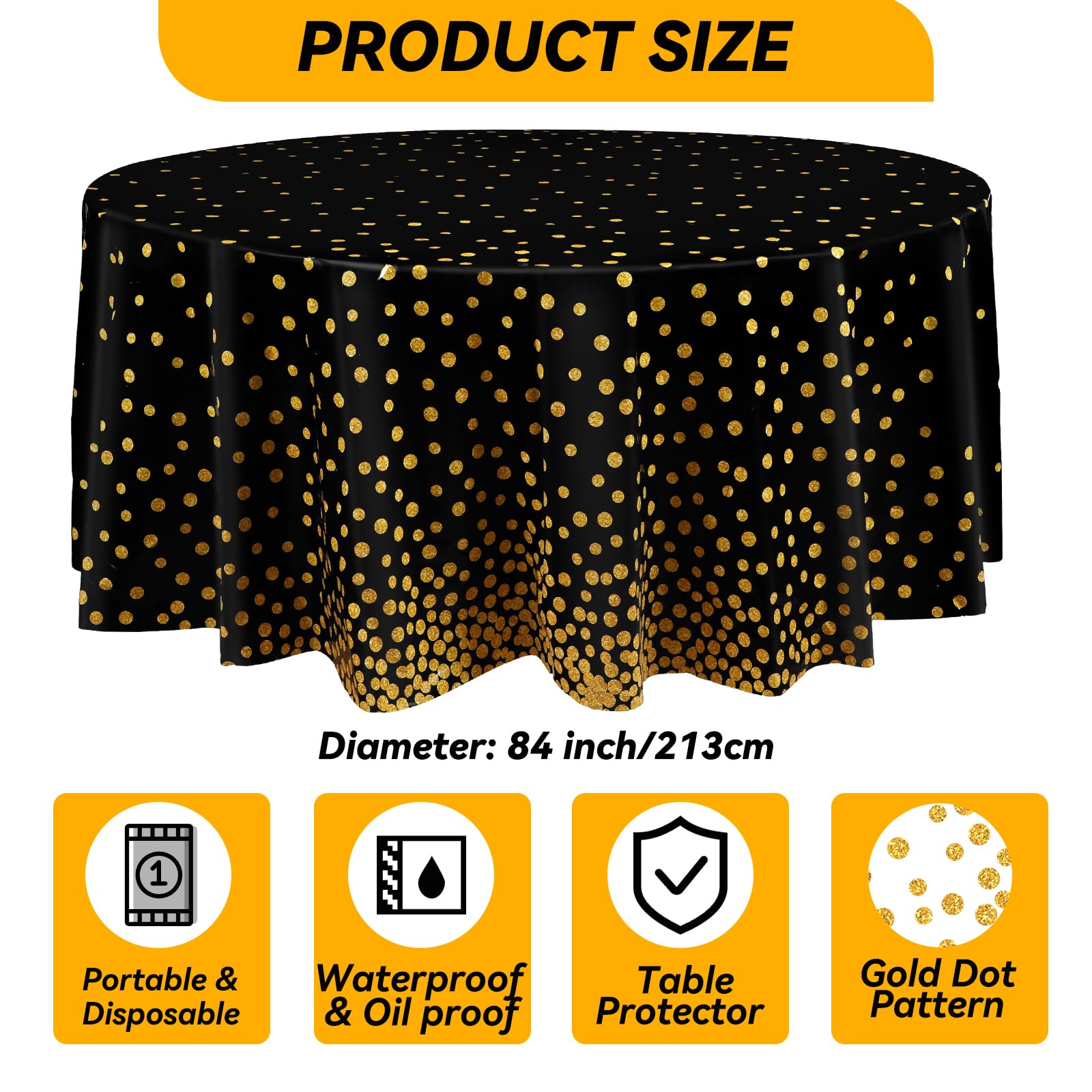 Snapklik.com : Newwiee 12 Pcs Round Dot Tablecloth 84 Inch Plastic ...
