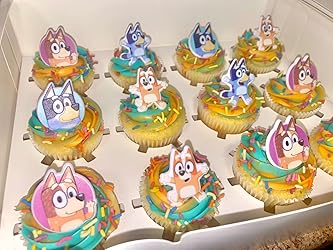 Amazon.com: DecoPac Bluey So Much Fun Rings, 24 Cupcake Decorations ...