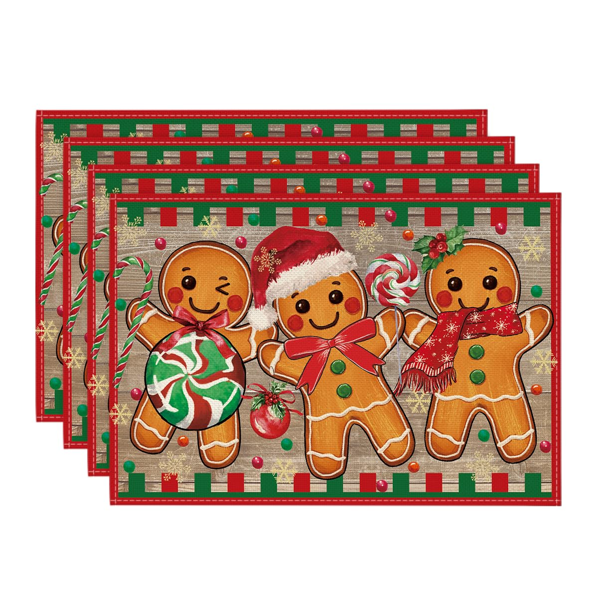 Amazon.com: Artoid Mode Wood Gingerbread Candy Cane Christmas Placemats ...