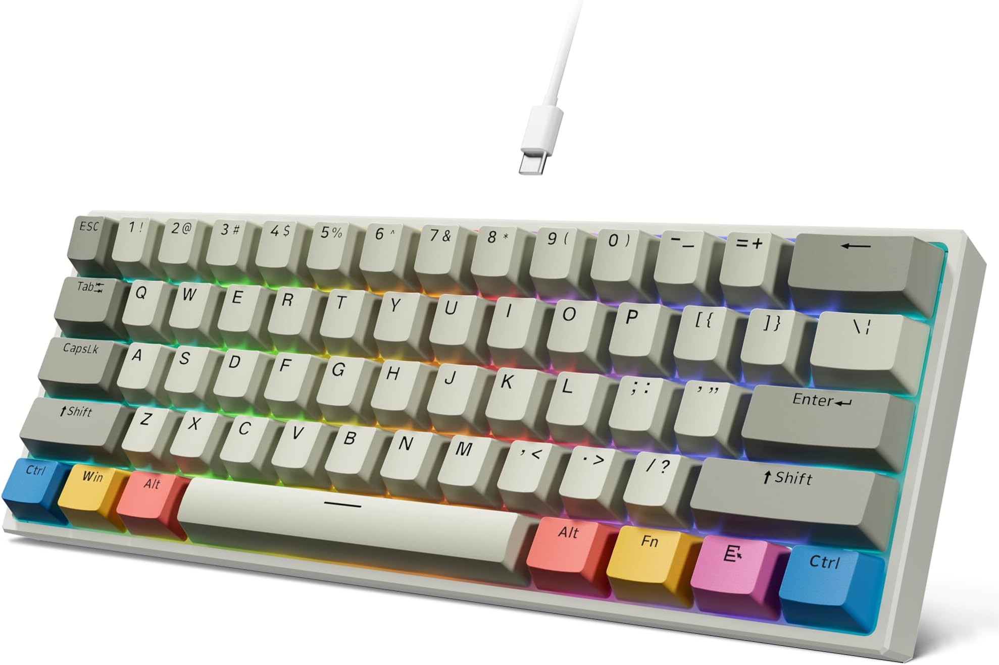 Amazon.com: Retro Keyboard- XVX H61 60 Percent Keyboard with Hot ...