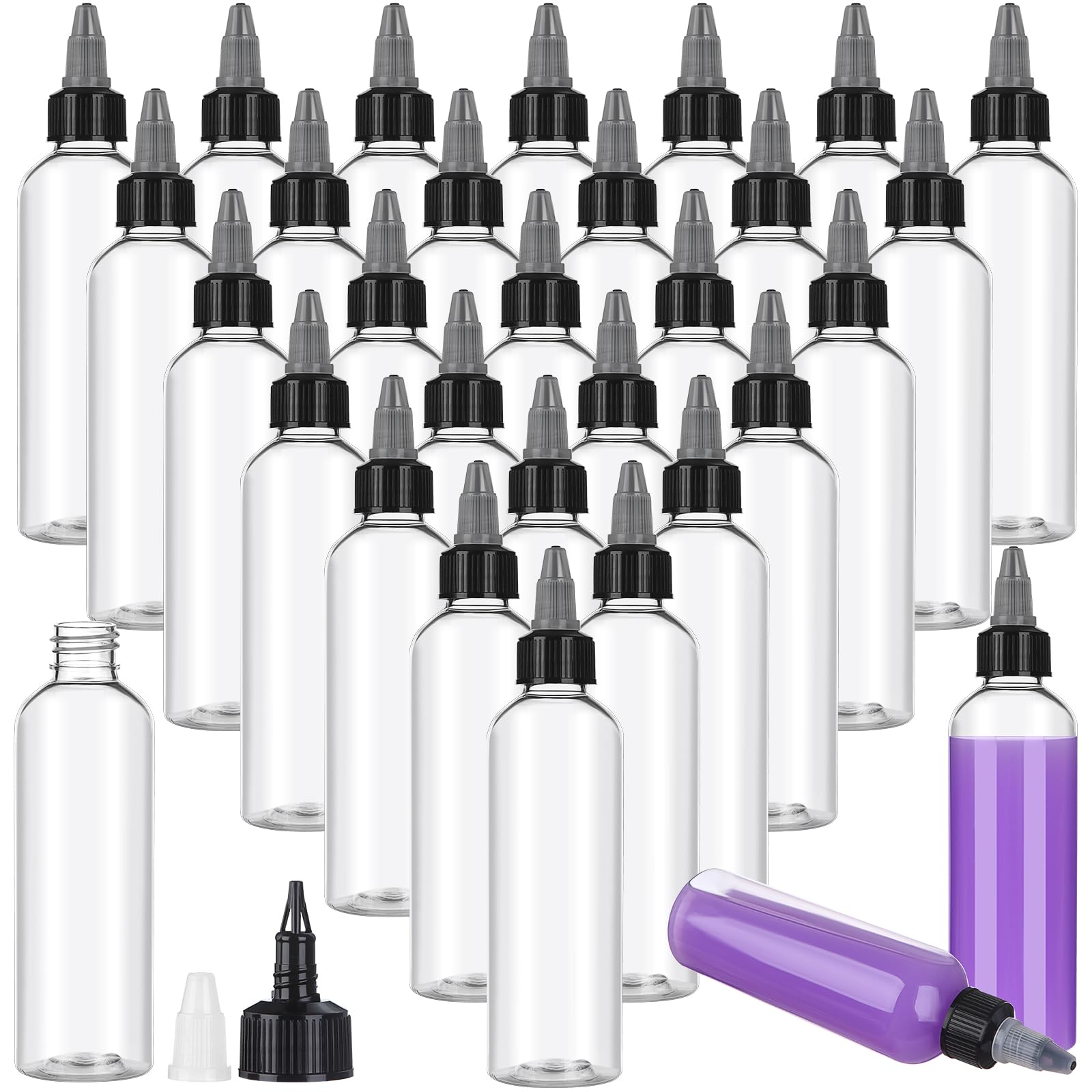 50 Pack Clear Dispensing Bottles 4 oz Plastic Squeeze Bottles 120ml ...