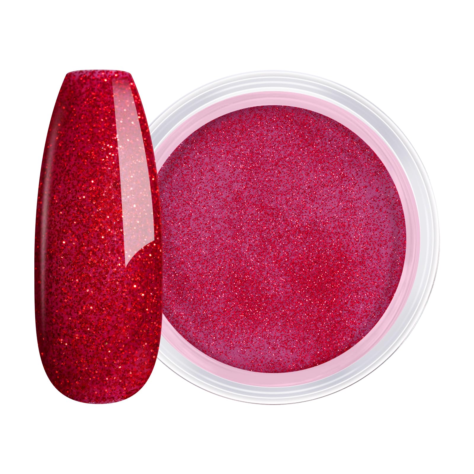 Amazon.com : AILLSA Glitter Red Dip Powder Burgundy Nail Dipping Powder ...