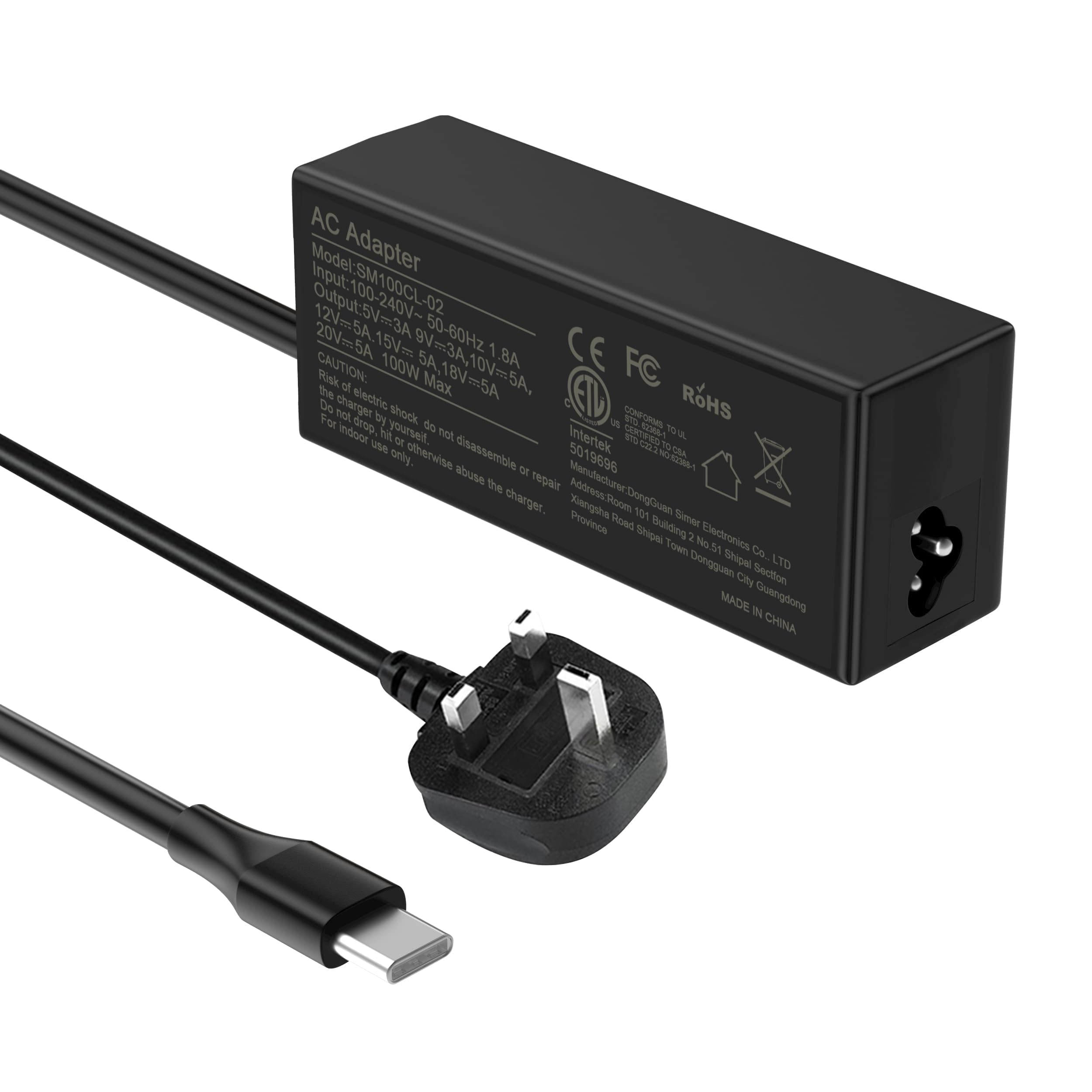 100W USB C Charger Type-C Adapter for Lenovo ThinkPad, HP, Asus, Acer ...