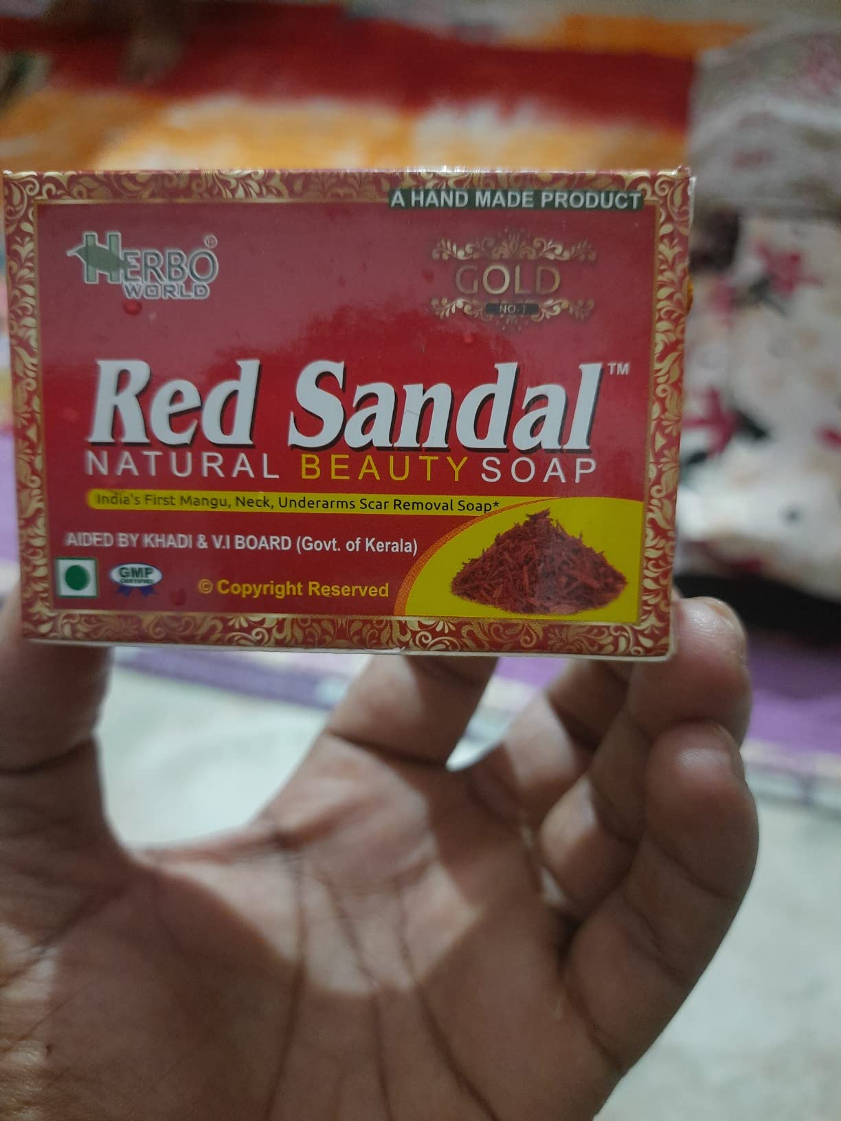Buy HERBO WORLD Hand Made Red Sandal Soap 75 gm - Raktha Chandan Soap ...
