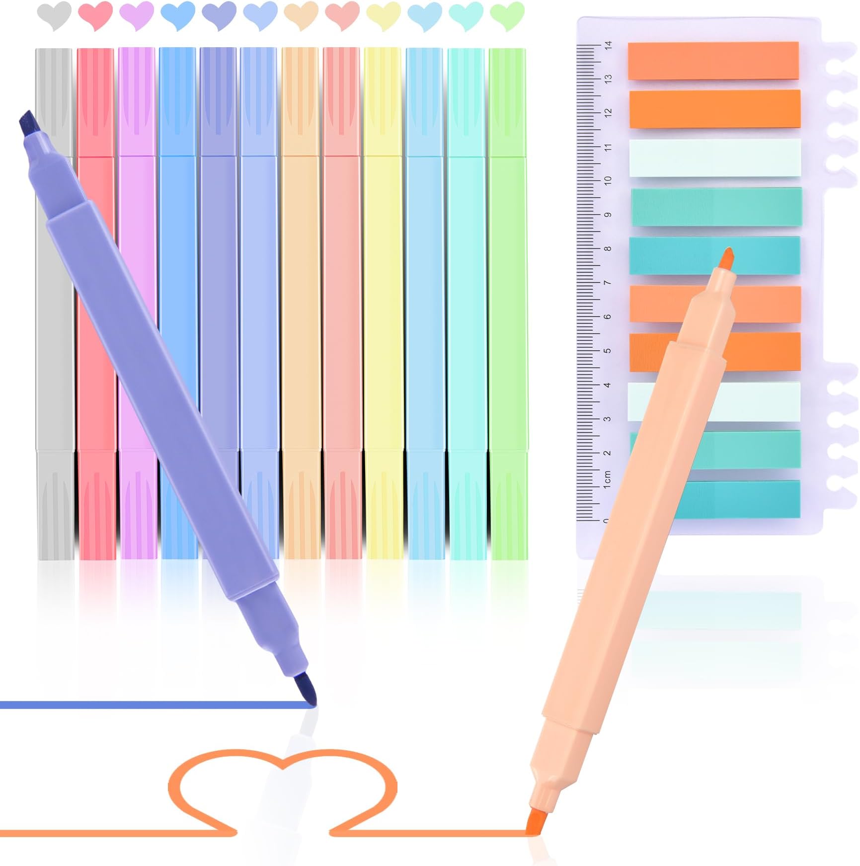Aunphuw Pastel Highlighters 12 Pack Mild Multicolor Aesthetic Cute ...
