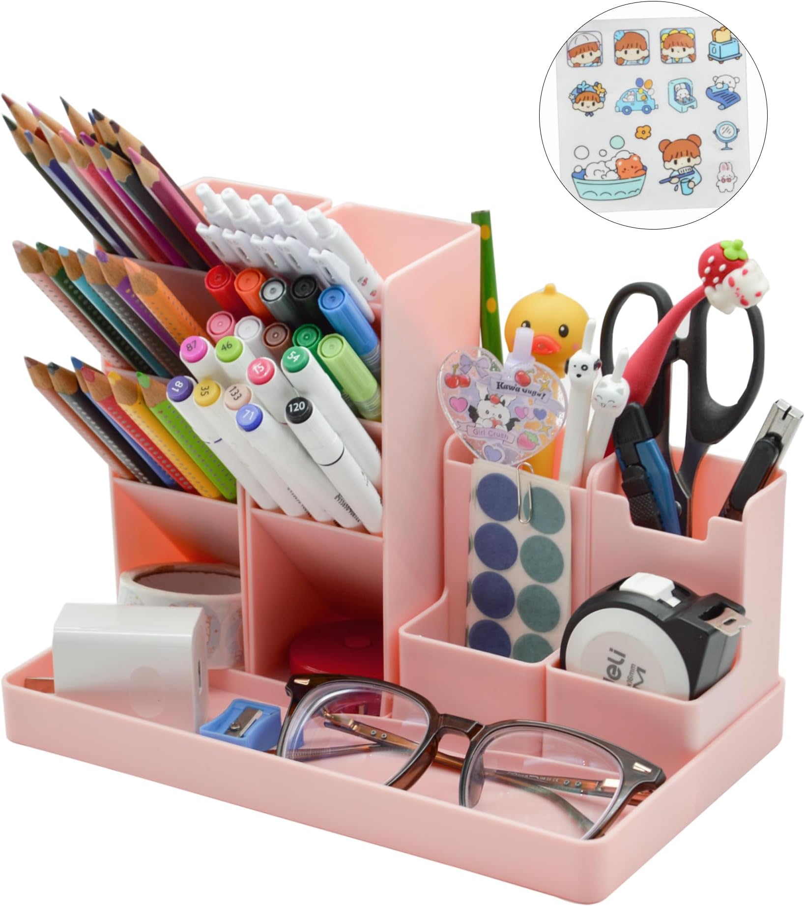 Amazon.com: Azhieni Pencil Pen Organizer for Desk, Removable Pink Desk ...