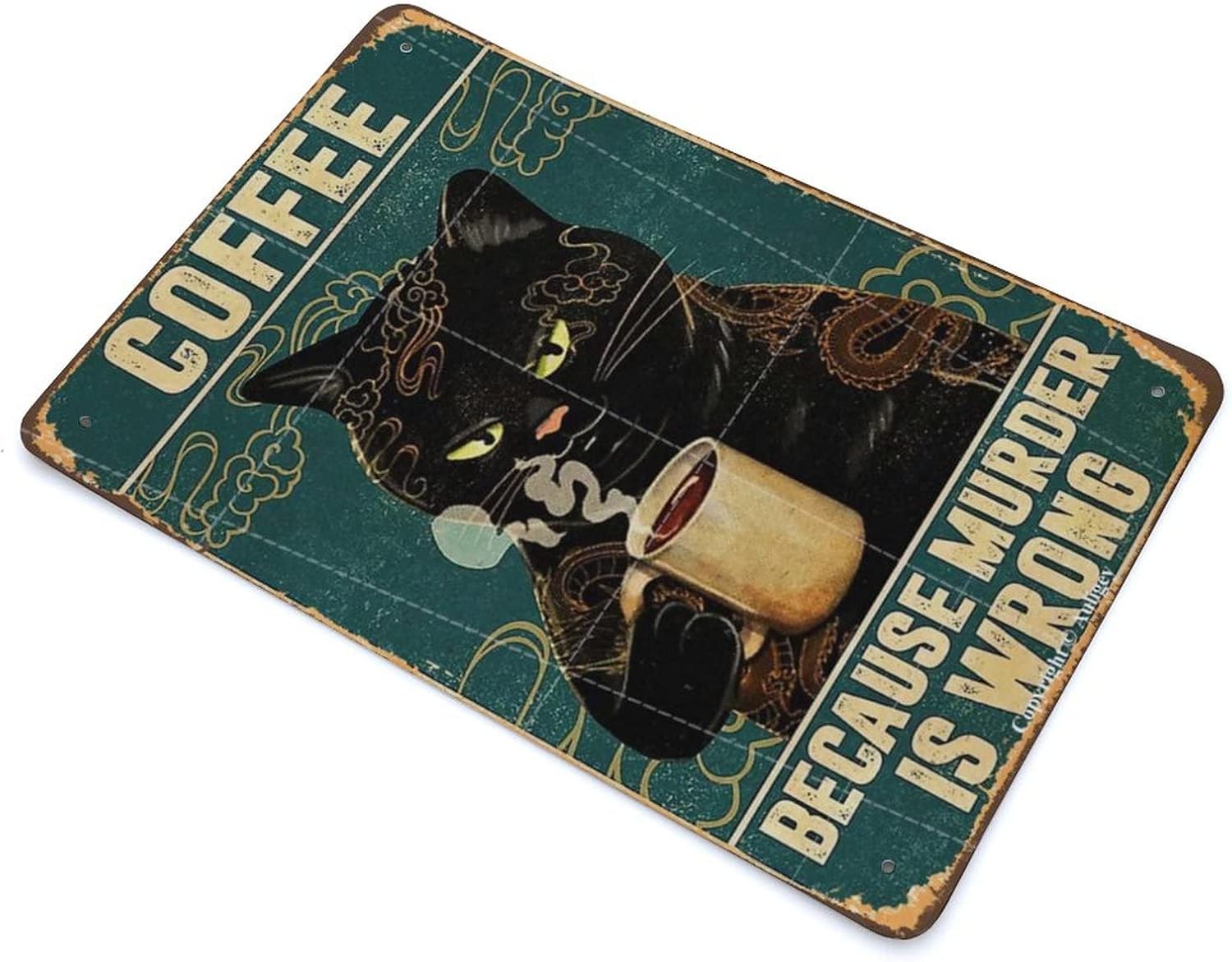 Amazon.com: Auligey Coffee Because Murder is Wrong Metal Sign Poster ...